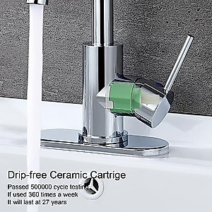 RKF Single-Handle Swivel Spout Bathroom Sink Faucet with Pop-up Drain with Overflow and Supply Hose,Bar Sink Faucet,Small Kitchen Faucet Tap,Chrome Polished,BF3501P-CP2