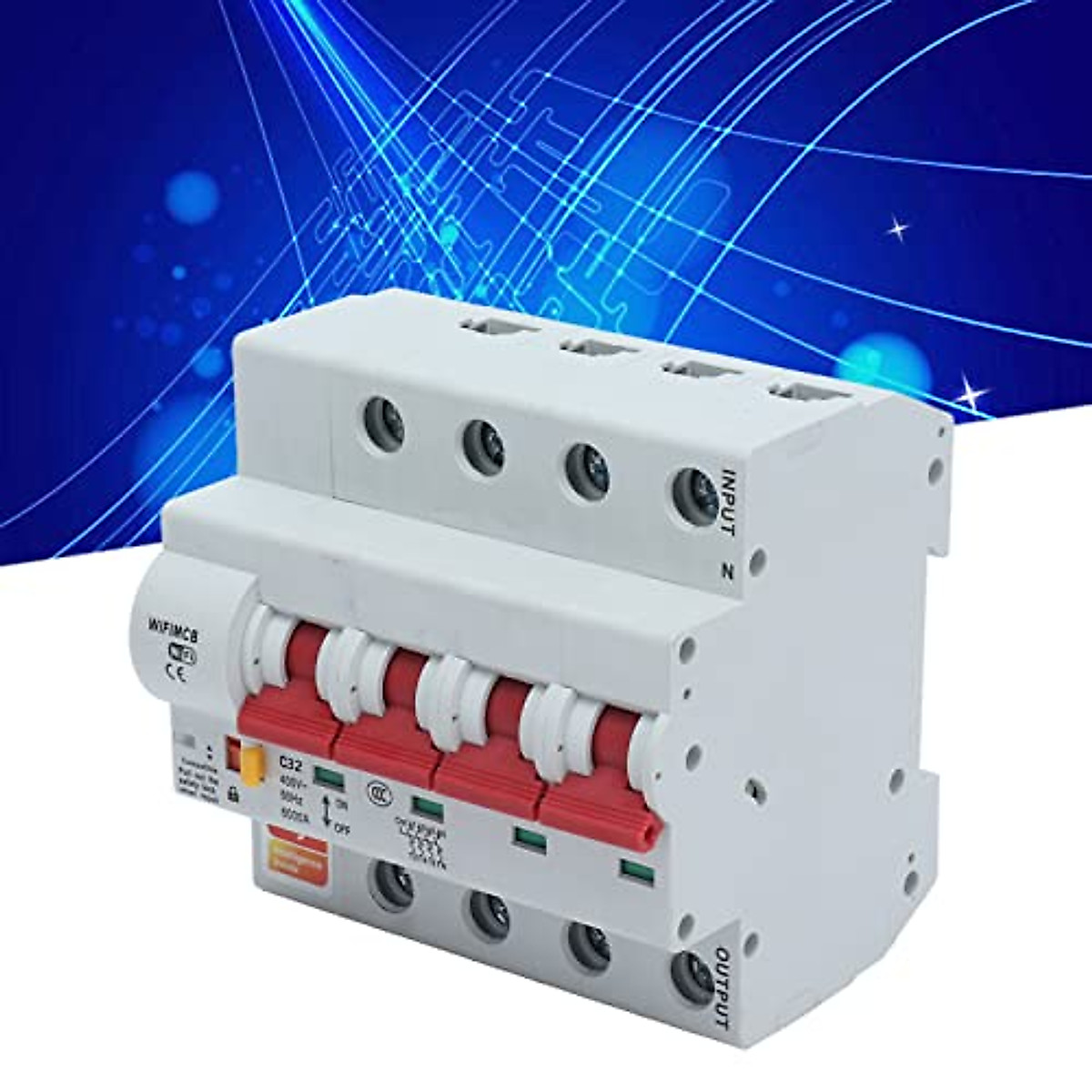 Tgoon Circuit Breaker, AC 400V IP20 Protection Level Bluetooth Boat Audio Circuit Breaker with Safe Lock for Mountain Facility for Isolated Island Power Supply(32A)