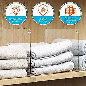 Shelf Dividers, Acrylic Divider Closet Organization, Clear Shelves Separators, 8 Pack, 11"x8", Plastic, Vertical Shelving Organizer, For Closets, Store, Clothes, Purse, Sweater, with Clip | Houseables