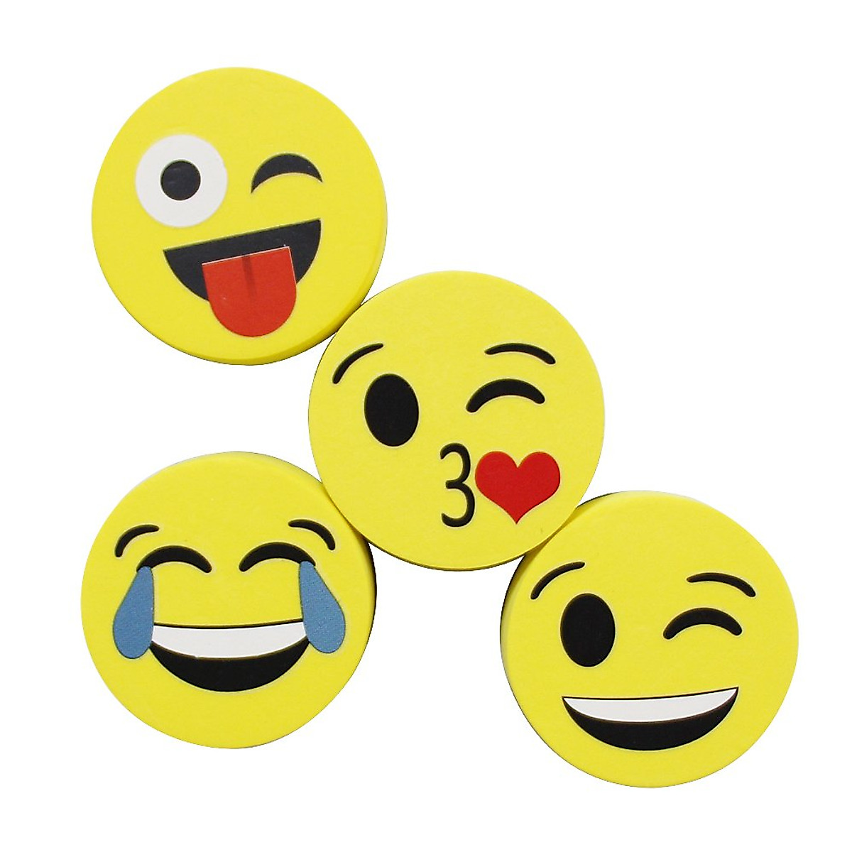 VIZ-PRO Magnetic Smiley Face Circular Whiteboard Eraser / 4 Pack of 2" Dry Erase Erasers