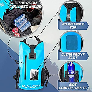 Malo’o Waterproof Heavy Duty Backpack - 30L - Roll-Top Dry Bag - Beach Bag - Backpacking Bag - Fishing Bag-Kayaking Bag
