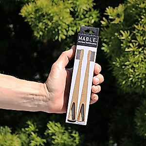 MABLE Bamboo Toothbrush Two Pack, Soft Bristle (Charcoal Infused Soft Bristle)