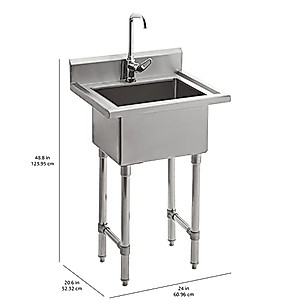 ROCKPOINT Basics Stainless Steel Sink w/Faucet Utility Sink