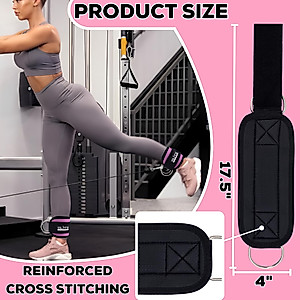 Elite Athletics Barbell Squat Pad for Women & Pair of Gym Ankle Straps for Cable Machines with Secure Straps & Carry Bag - Pink Hip Thrust Foam Squat Bar - Thick Foam Cushion