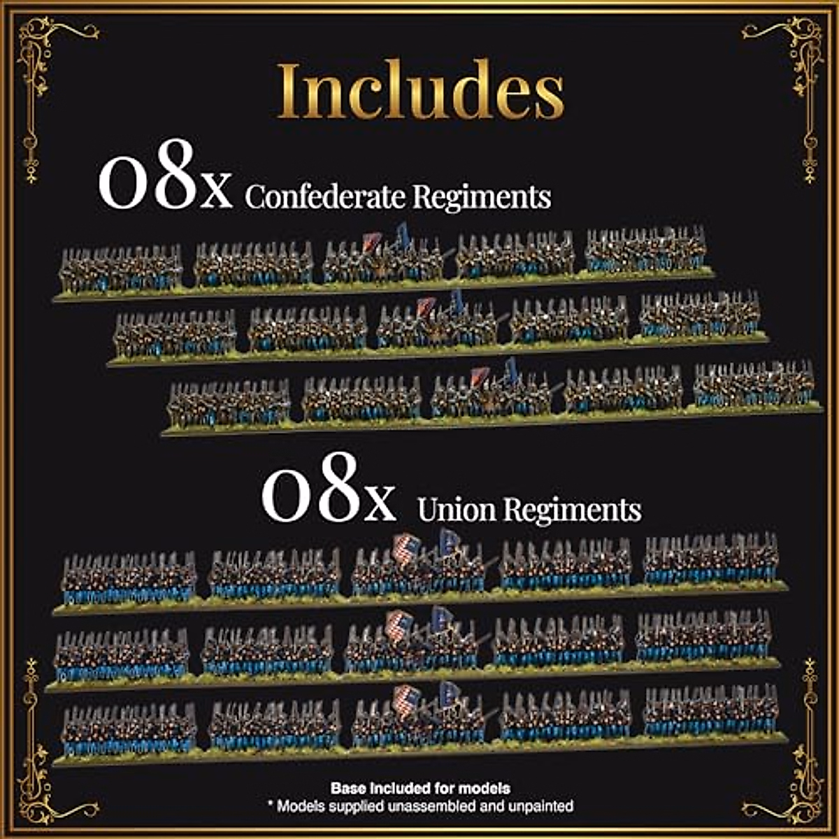 Wargames Delivered - Black Powder Epic Battles - American Civil War Gettysburg Battle Set 12.5mm Miniatures, 16 Regiments, 6 Dice, Digital Bundle, Flag - WW2 Action Figure Model Kit by Warlord Games