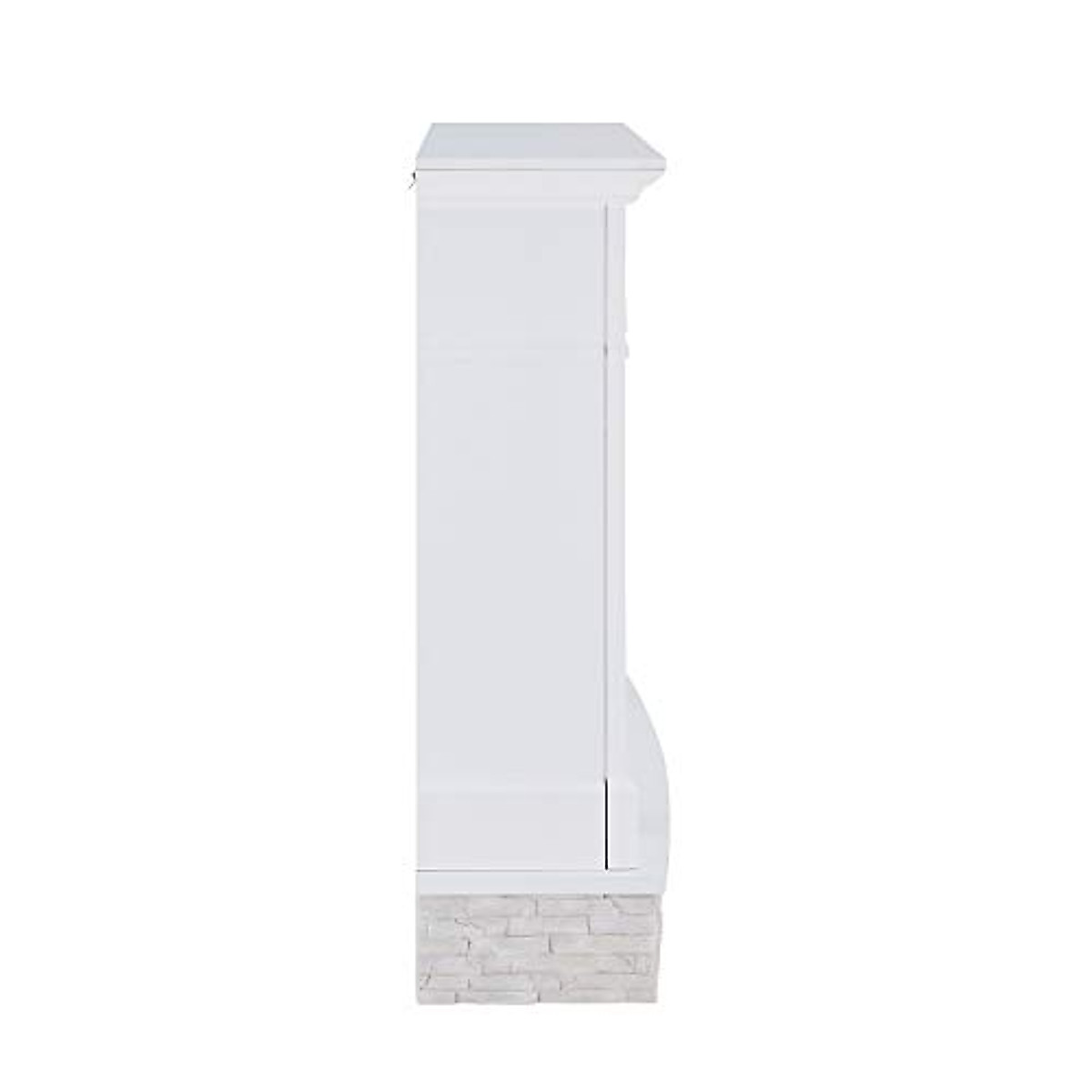 SEI Furniture Jacksdale Faux Stone Accent Electric Hidden Media Shelf Fireplace, White