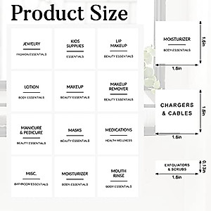 Courpal 204 Minimalist Bathroom Labels for Organizing, Preprinted Black Script Waterproof Labels, Bathroom Organization Labels for Storage Bins Containers and Jars