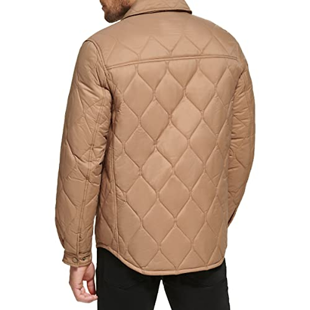Calvin Klein Men's Diamond Quilted Shirt Jacket, Tan, XX-Large