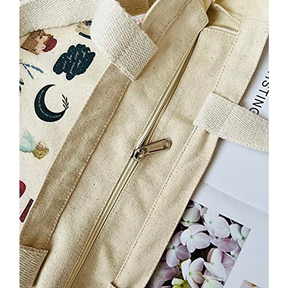 HaoHakka Canvas Tote Bag Aesthetic Cute School Tote with Zipper Pockets Valentines Christmas Music Gifts for Women Girls - taylor swift