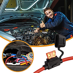 MulWark 4 Pack 10 Gauge Inline Fuse Holder Tinned Copper Marine Wire Waterproof IP67 Pigtail Blade Fuse Block Relay with 40 AMP Fuse Holder