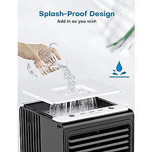 Mini Air Conditioner, 7" Air Conditioners Portable for Room w/3 Speeds, USB Powered Air Cooler Fan & Humidifier for Personal Space, Evaporative Air Cooler for Camping Bedroom Desktop Office Table Car