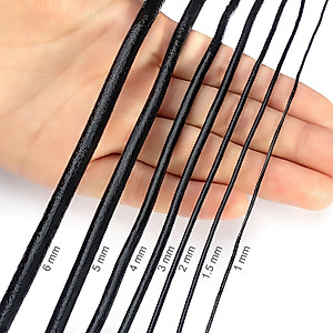 BEADNOVA Genuine Round Leather Cord Black Leather Strips for Jewelry Making Bracelet Necklace Beading (11 Yards,1.5mm)