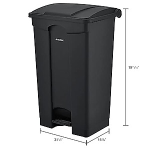 Global Industrial Plastic Rectangular Step On Trash Can, 23 Gallon, Black