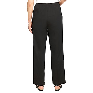 Alfred Dunner Women's Misses All Around Elastic Waist Cotton Medium Twill Pant, Black, 16