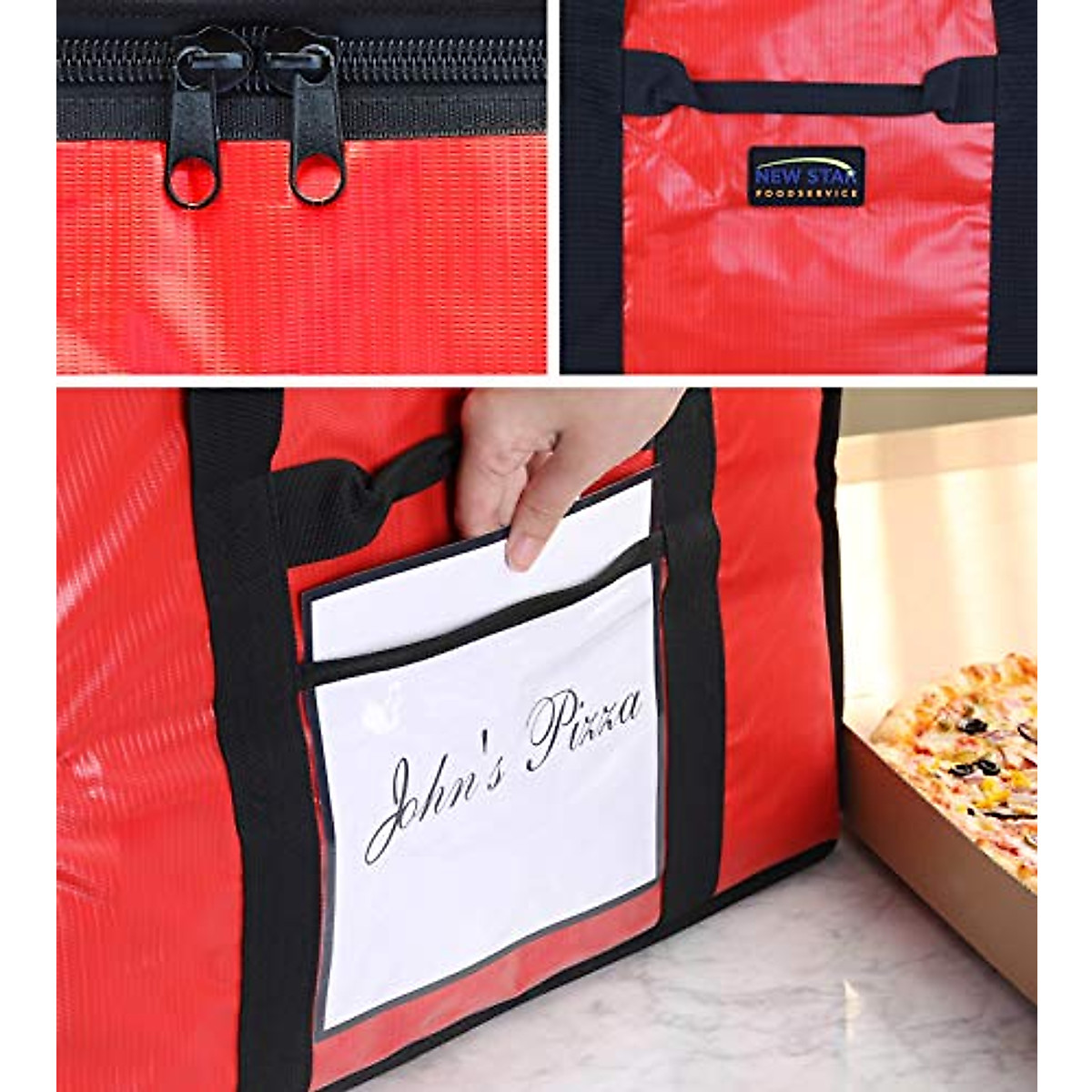 New Star Foodservice 50134 Insulated Pizza Delivery Bag, 20" by 19" by 13", Red