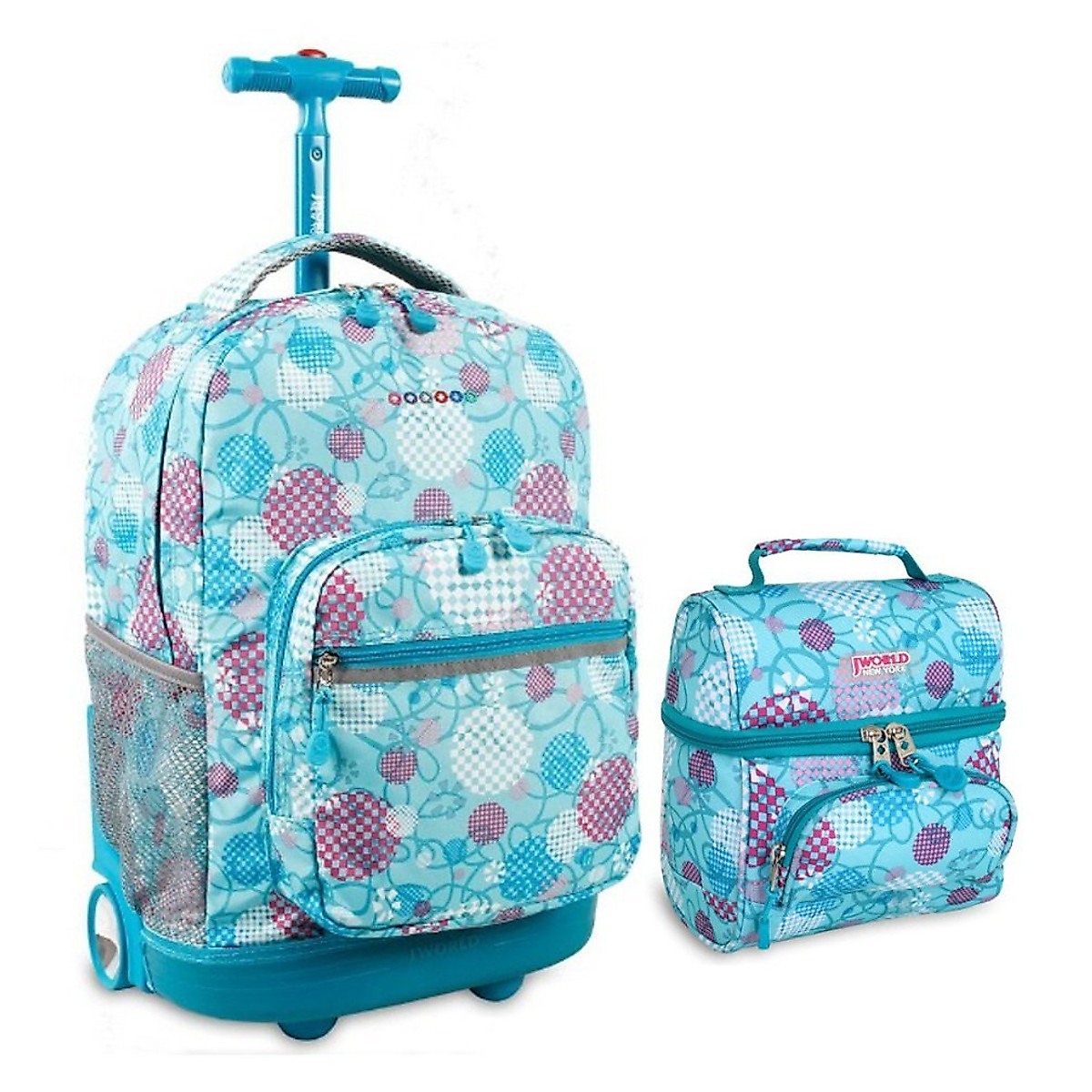 J World Dandelion Sunrise Roller Backpack Back Pack and Corey Lunch Bag Bundle Set