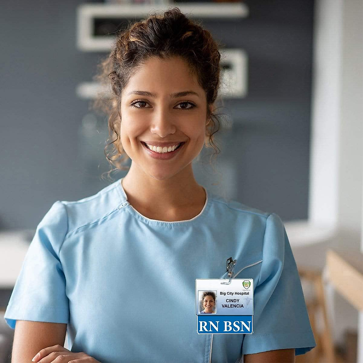 RN BSN Badge Buddy - Horizontal - Heavy Duty Spill Proof & Tear Resistant Cards - 2 Sided - Quick Role Identifier ID Buddy for BSN Registered Nurses - USA Printed by Specialist ID (1 Single, Blue)