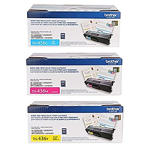 Brother Genuine Super High Yield Cyan, Magenta and Yellow Toner Cartridge Set, TN436C, TN436M, TN436Y