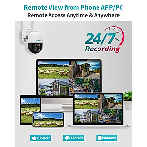 SOVMIKU 4MP 8X Optical/Digital Zoom Wireless Outdoor Security Cameras,Auto Tracking,360° PTZ WiFi Camera,Human Detection,2-Way Audio,24/7 Record,Alexa