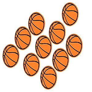 10Pcs Cloth Patch Embroidery Cloth Sticker Football Basketball Rugby Table Tennis Ball Shape Sewing Accessories DIY Hand Made Clothing Patches(Basketball)