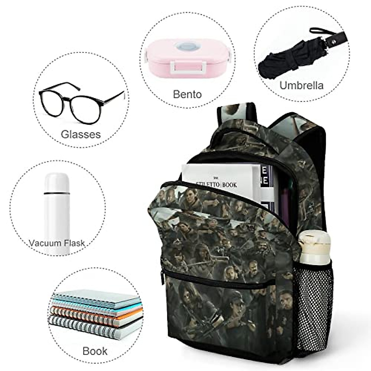 Unisex Adult Backpack The Apocalyptic Walking Horror Drama Dead Backpack Multifunctional Daypack Fashion Casual Daypack Classical Basic Briefcase Laptop Bag