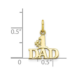 Solid 10k Yellow Gold Number One # 1 Dad Charm Pendant - 17mm x 13mm