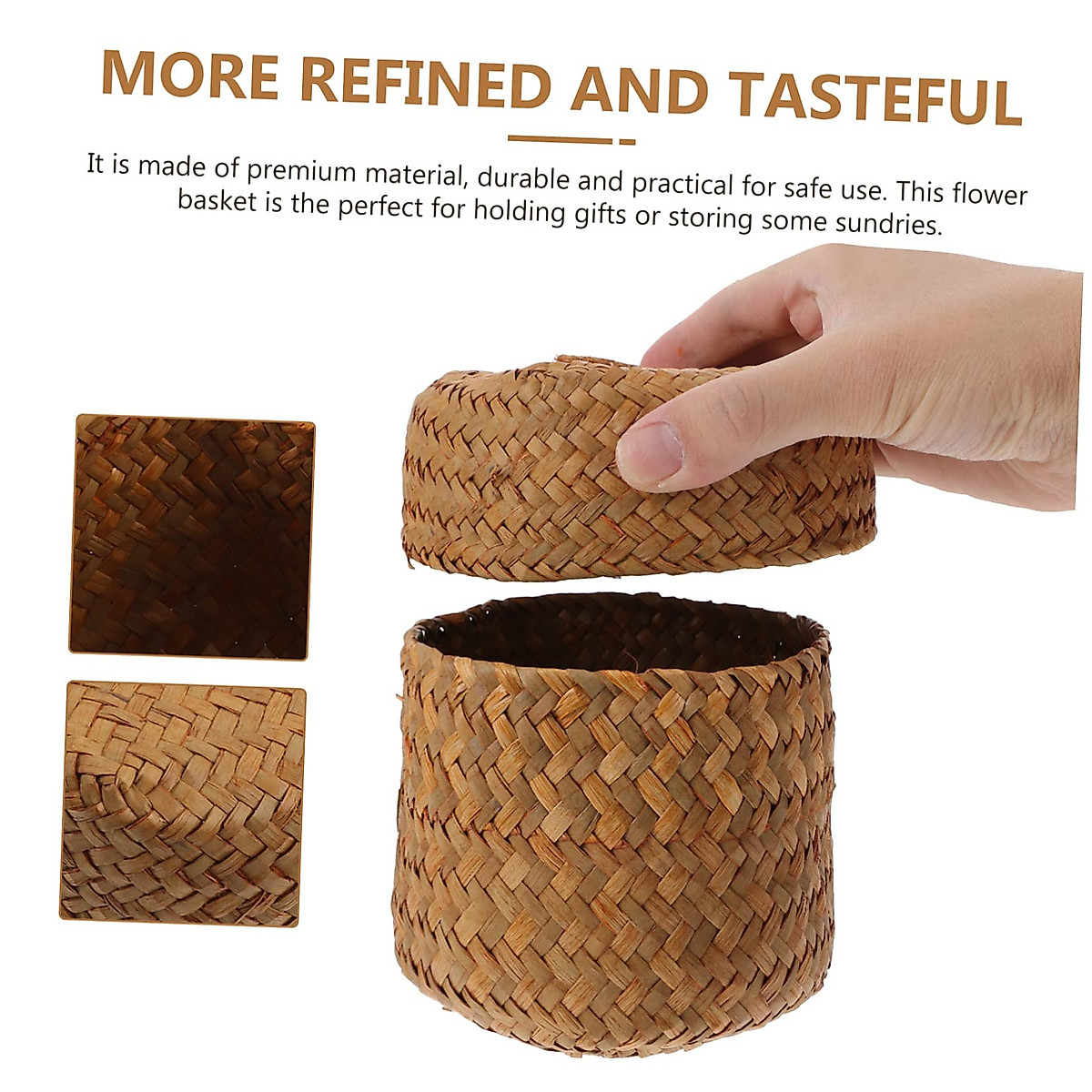 Cabilock Flower Basket Camping Storage Containers Storage Baskets Storage Bins for Pantry Baskets for Storage Woven Storage Seagrass Belly Basket Gift Packing Baskets Gift Box Egg