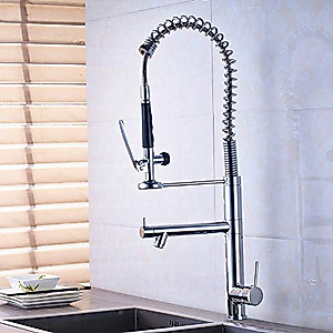 YJRIC Kitchen fau cet Luxury Black Bronze Spring Kitchen Mixer Faucet Vanity Tap Single Handle Mixer Tap Sink Faucet 360 Rotation Kitchen Faucets,Chrome Polish