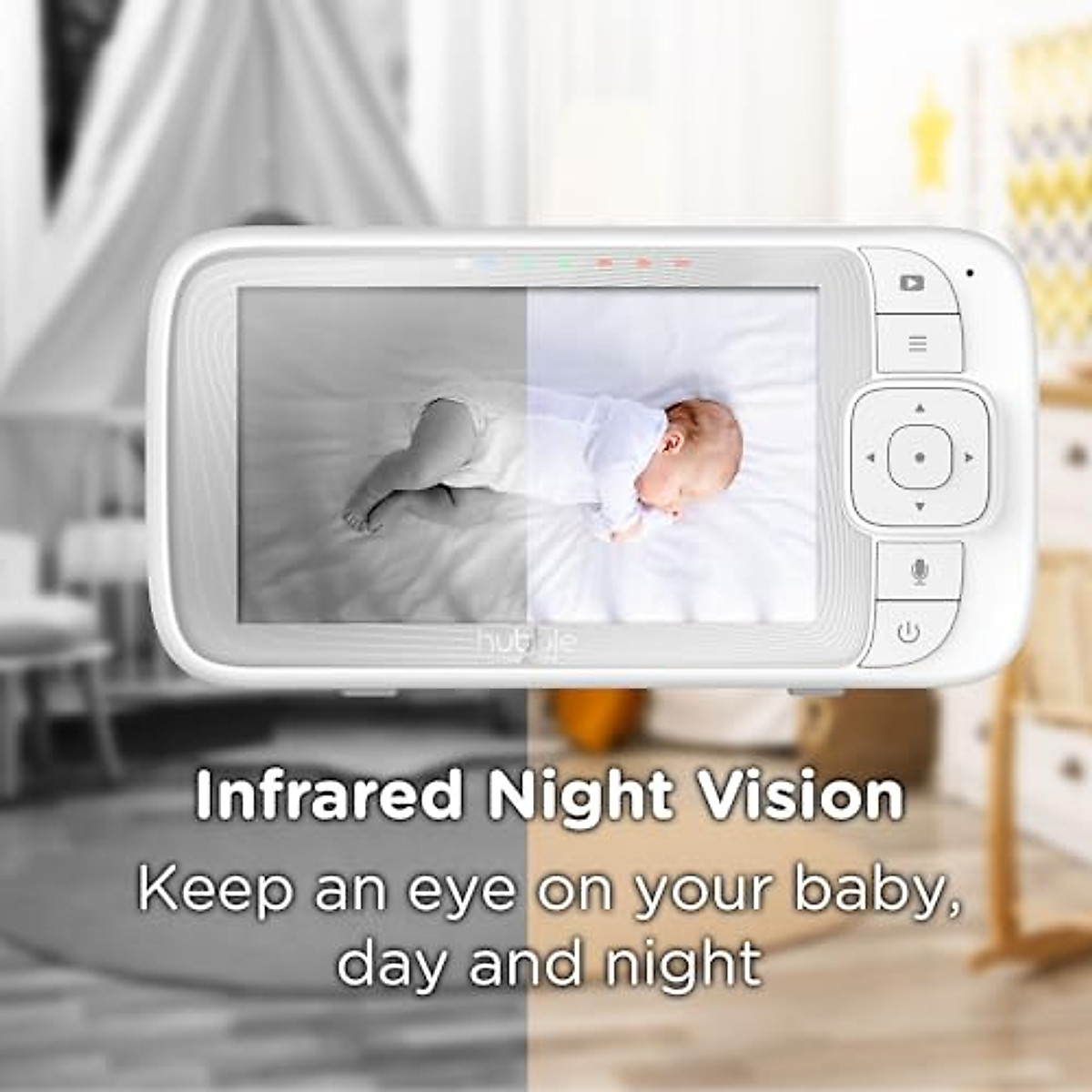 Hubble Connected Dual Vision Smart HD Baby Monitor with 2 Cameras, WiFi Baby Monitor with App and Screen, Remote Pan Tilt Zoom, 2-Way Talk, AI Motion Tracking, Night Vision, Room Temperature Sensor