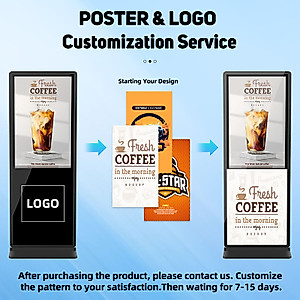 YCKJNB 49 inch Indoor Digital Signage 2K Touchscreen IPS Floor Standing Digital Kiosks Interactive Displays with WiFi HDMI/USB Input Auto AD Player, Android OS Black