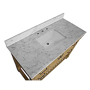 Birmingham 48-inch Bathroom Vanity (Carrara/Driftwood): Includes Driftwood Cabinet with Authentic Italian Carrara Marble Countertop and White Ceramic Sink