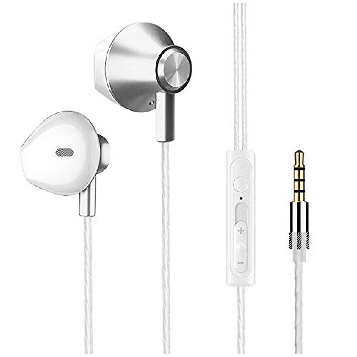 Earbuds Wired in Ear Headphones Earphones with Mic Volume Control for 3.5mm Samsung Galaxy, Google Pixel 5a 4a 3a XL, TCL 30 SE 20 SE 10 SE, Motorola Moto Nokia Blu Alcatel LG Tablet Laptop (Silver)