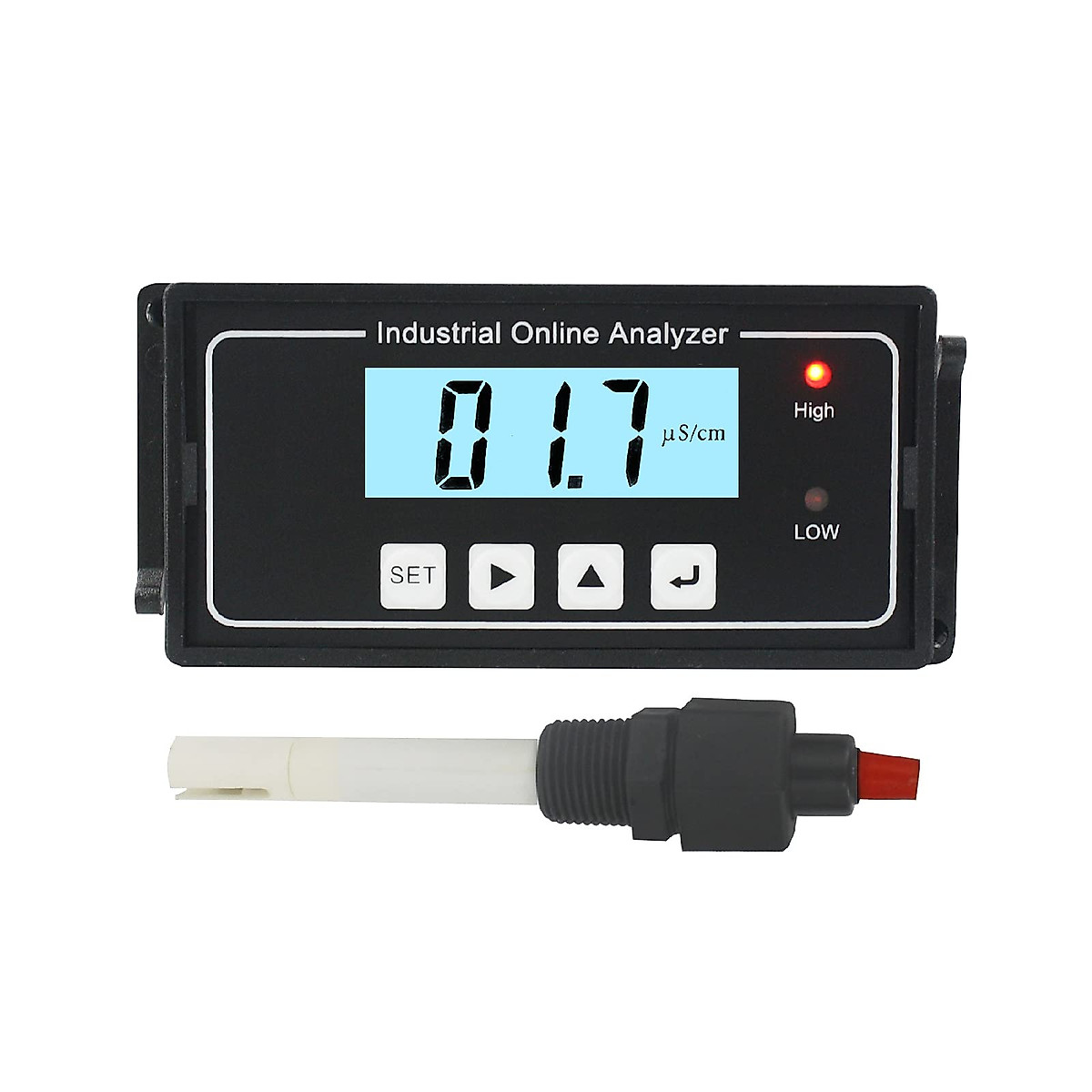 VGongTech Conductivity Monitor EC-500 Conductivity Tester Meter Electronic Micro Filter 0-9999uS with Plastic Electrode Pin&Plug