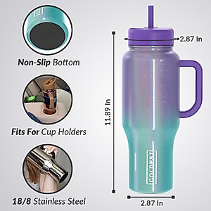 Coldest Tumbler with Handle and Straw Lid | 3 Lids Insulated Reusable Stainless Steel Water Bottle Travel Mug | Gifts for Women Him Her | Limitless Collection (36 oz, Interstellar Reef Glitter)