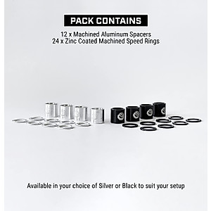 Fireball Dragon Spacers and Washers for Skateboards and Longboards (24 Rings, 12 Spacers) (Silver)