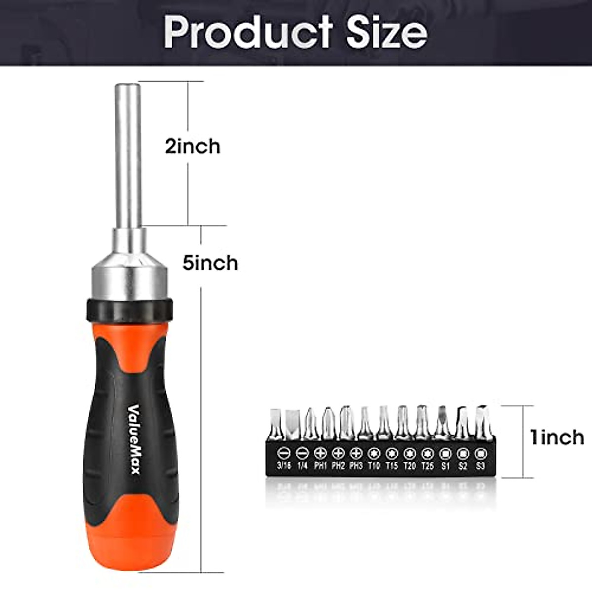 ValueMax 13-in-1 Multi-bit Ratcheting Screwdriver Set Tool All in One, Portable Multi-purpose Ratchet Screw-driver, Slotted/Philips/Torx/Square