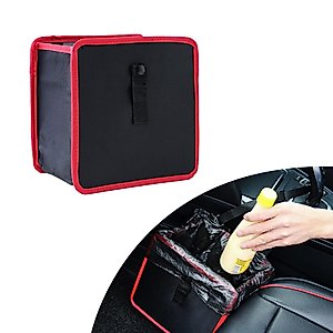 Sodcay 1 PC In-vehicle Hanging Garbage Cans, Car Multi-functional Folding Trash Can, Small Car Trash Can, Car Organizer Storage Bag (Red)