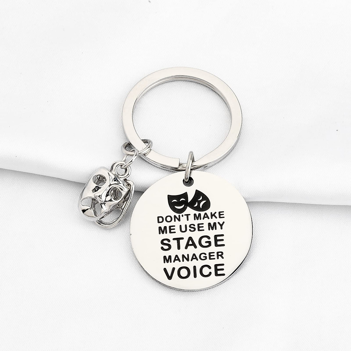 TGBJE Stage Manager Gift Don’t Make Me Use My Stage Manager Voice Keychain Funny Theater Gift Comedy Tragedy Masks Gift For Drama Student (stage voice kc)