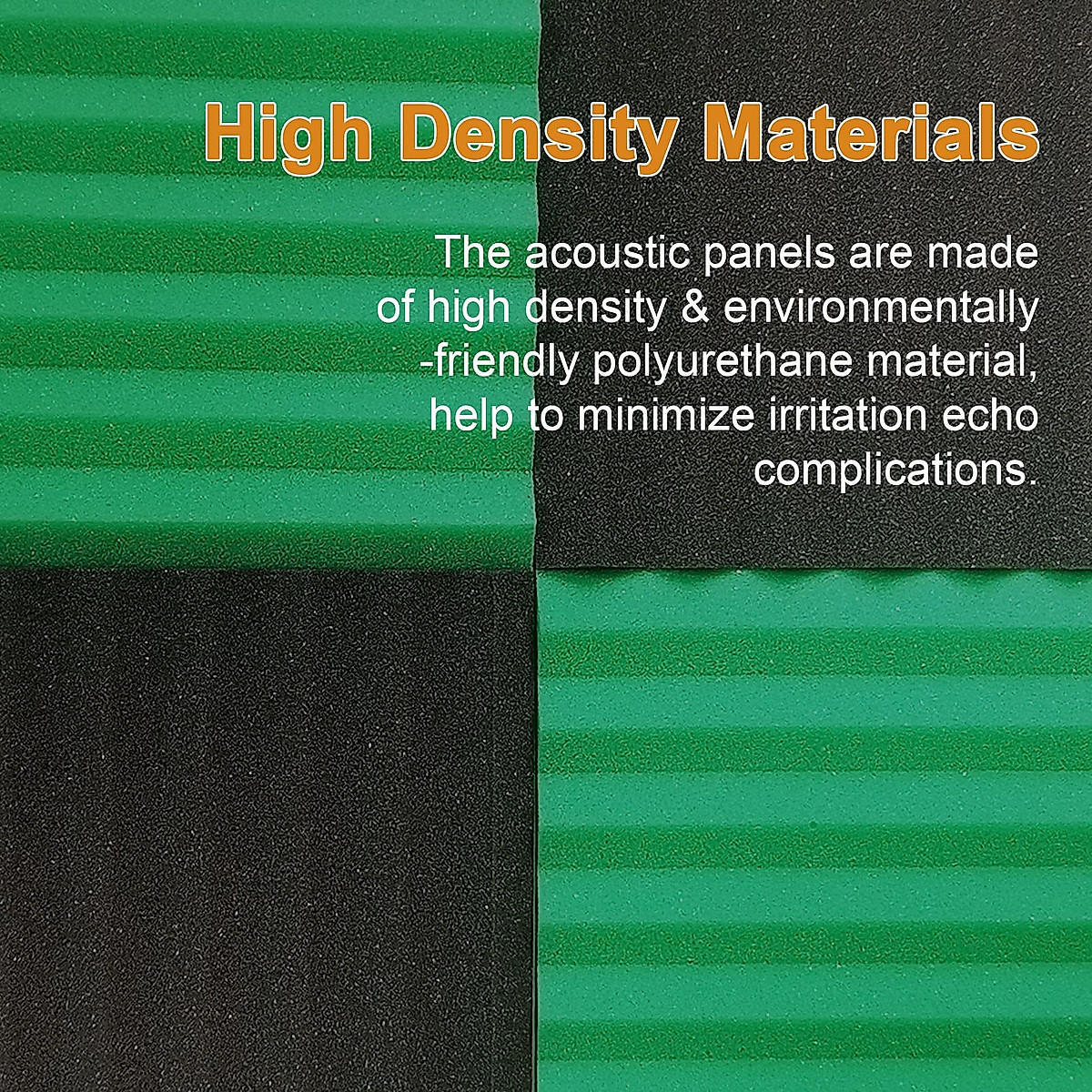 Frcevzoie 52 PACK Acoustic Foam Panels 12”×12”×1” Indoor Sound Insulation Board, Suitable for Sound Training Room, Anchor Room, Movie Theater and All Acoustic Improvement (Black/Green)