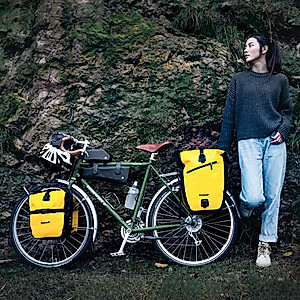 Rhinowalk Bike Pannier Bag Waterproof Rack Bicycle Bag 27L, Bike Bag Rack Saddle Bag Shoulder Bag Laptop Pannier Bike Accessories-Yellow