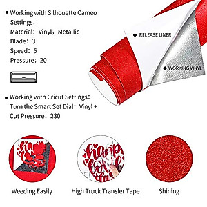GIRAFVINYL Red Glitter Vinyl Roll,Glitter Permanent Vinyl 12" x 6ft Christmas Red Vinyl Roll for Craft Decor, Home Decor,Car Sticker,Signs,