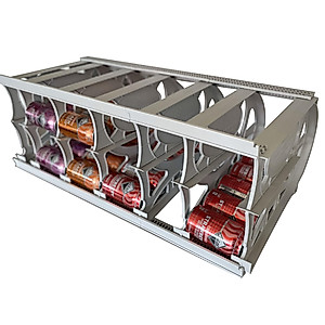 Shelf Reliance Cansolidator 60 Cans, Stackable Adjustable Can Pantry Organizer, Rotating Canned Food & Soda Storage Kitchen Organizer, USA Made,2 Pack