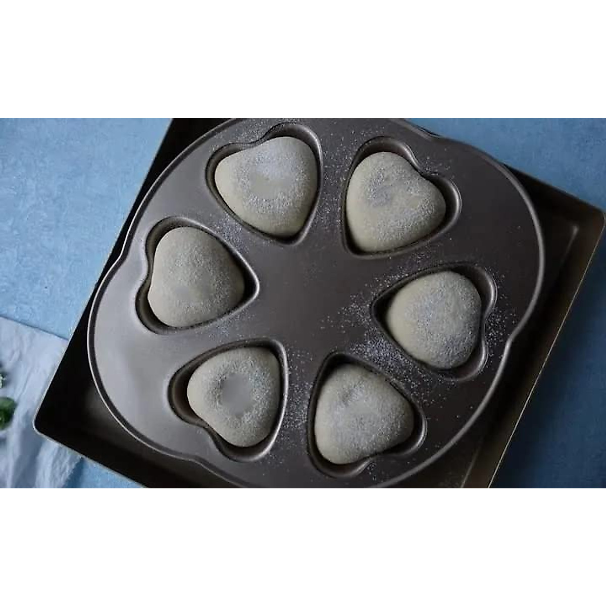 Non-stick mini heart shaped 6 cup muffin pan, black, muffin pan, cupcake pan, carbon steel, for birthday, wedding, party, date and other occasions