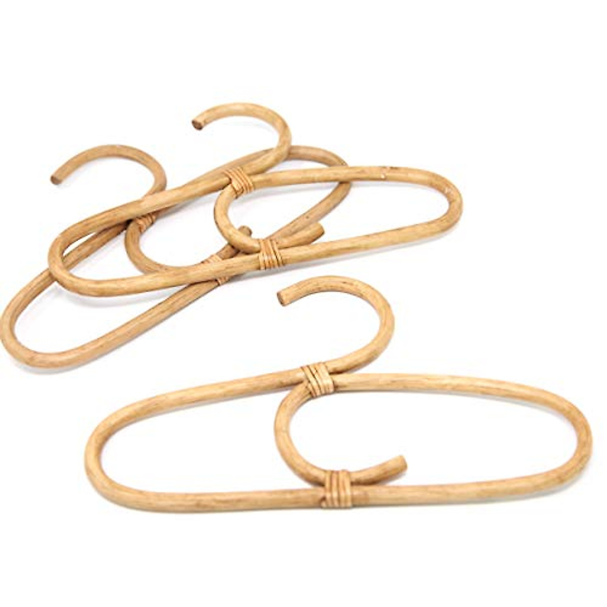 Linen Perch Wooden Baby Hangers - Bamboo Clothes Hangers - Natural, Eco-Friendly - Rattan Décor - Wood Baby Hanger - Boho Nursery Décor -Set of Three- (11" x 6")