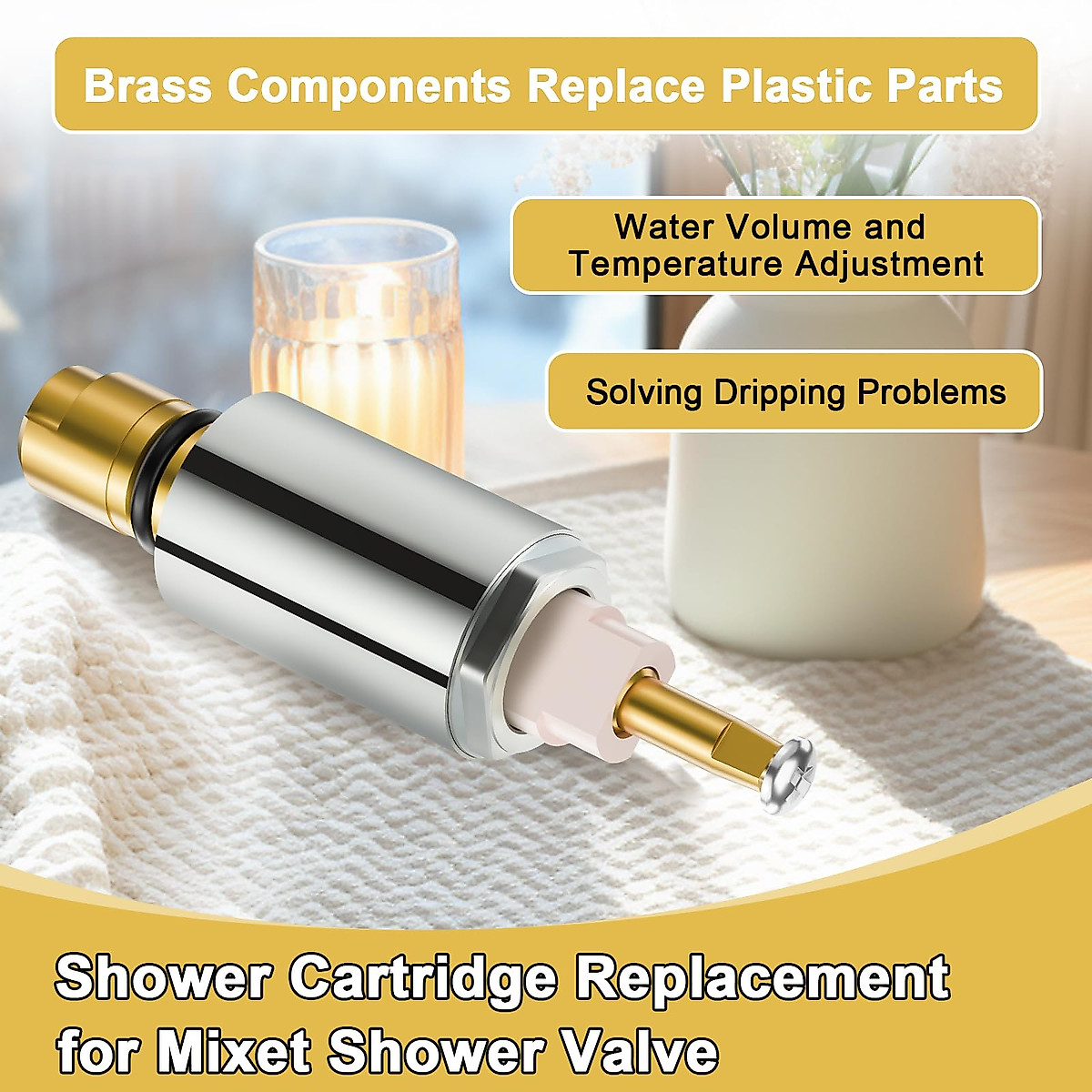 UCDETD MS-5AT-C Brass Shower Cartridge Replacement for SLD1350, MP58045, 4-1/2 in Length, Globe Valve, Faucet Cartridges