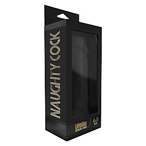 Naughty Realistic Silicone Dildo with Suction Cup, Adult Sex Toy, Beginner, Black, 6.5"