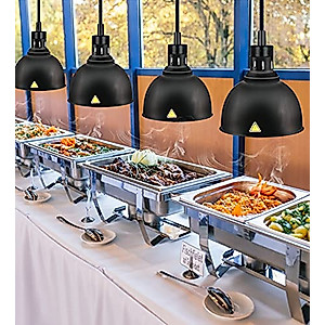 JIAWANSHUN Food Warmer Lamp Food Heat Lamp Warmer Bulb 250W Commercial Food Warmer Adjustable Hanging Food Heat Lamps Heating Lamp Restaurant Food Service Food Warming Pizza Warmer (Black) 110V
