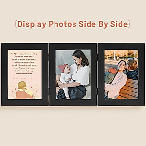 Golden State Art, 5x7 Three Picture Frame Trifold Hinged Photo Frame with 3 Openings, Desk Top Family Picture Collage, with Real Glass (5x7 Triple, Black, 1-Pack)