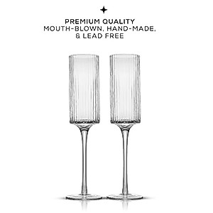 JoyJolt Fluted Champagne Flutes – ELLE 6oz Champagne Glasses. Unique Champagne Flute, Mimosa Glasses, Cocktail Glasses or Wedding Champagne Flutes. Vintage Style Drinking Glasses