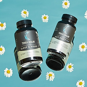 TERRA ORIGIN Healthy Sleep & Wake. Restful Sleep and Awake Refreshed. Non-GMO, Vegan, Gluten Free | 5mg Melatonin, L-Tryptophan, GABA, Chamomile, Valerian, PassionFlower - 60 Capsules